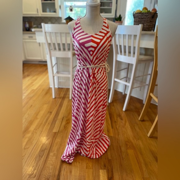 LOFT | Dresses | The Loft Pink And Red White Striped Rope Belt ...